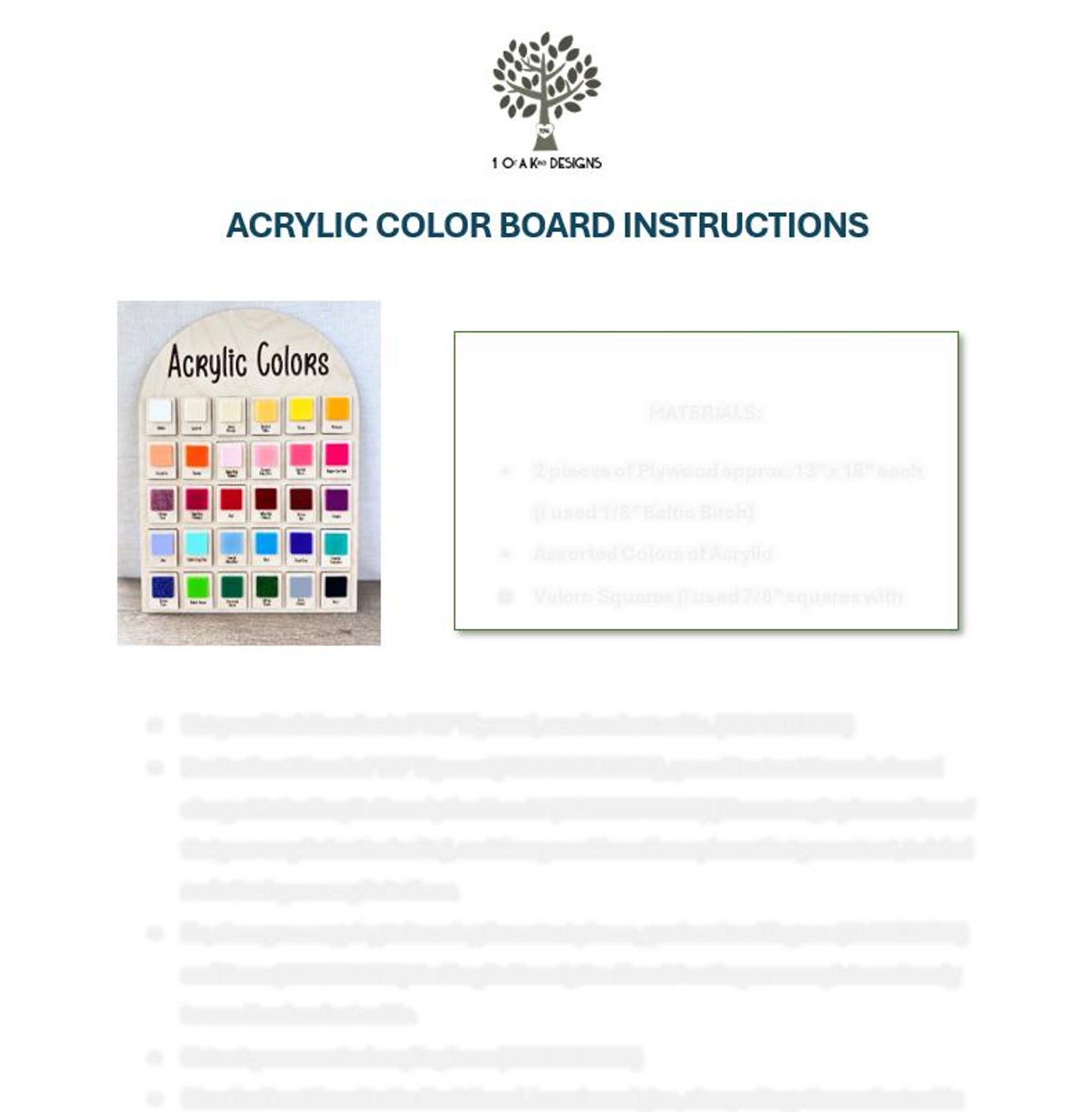 Acrylic Color Organization Chart SVG for Glowforge and Other Lasers - Etsy