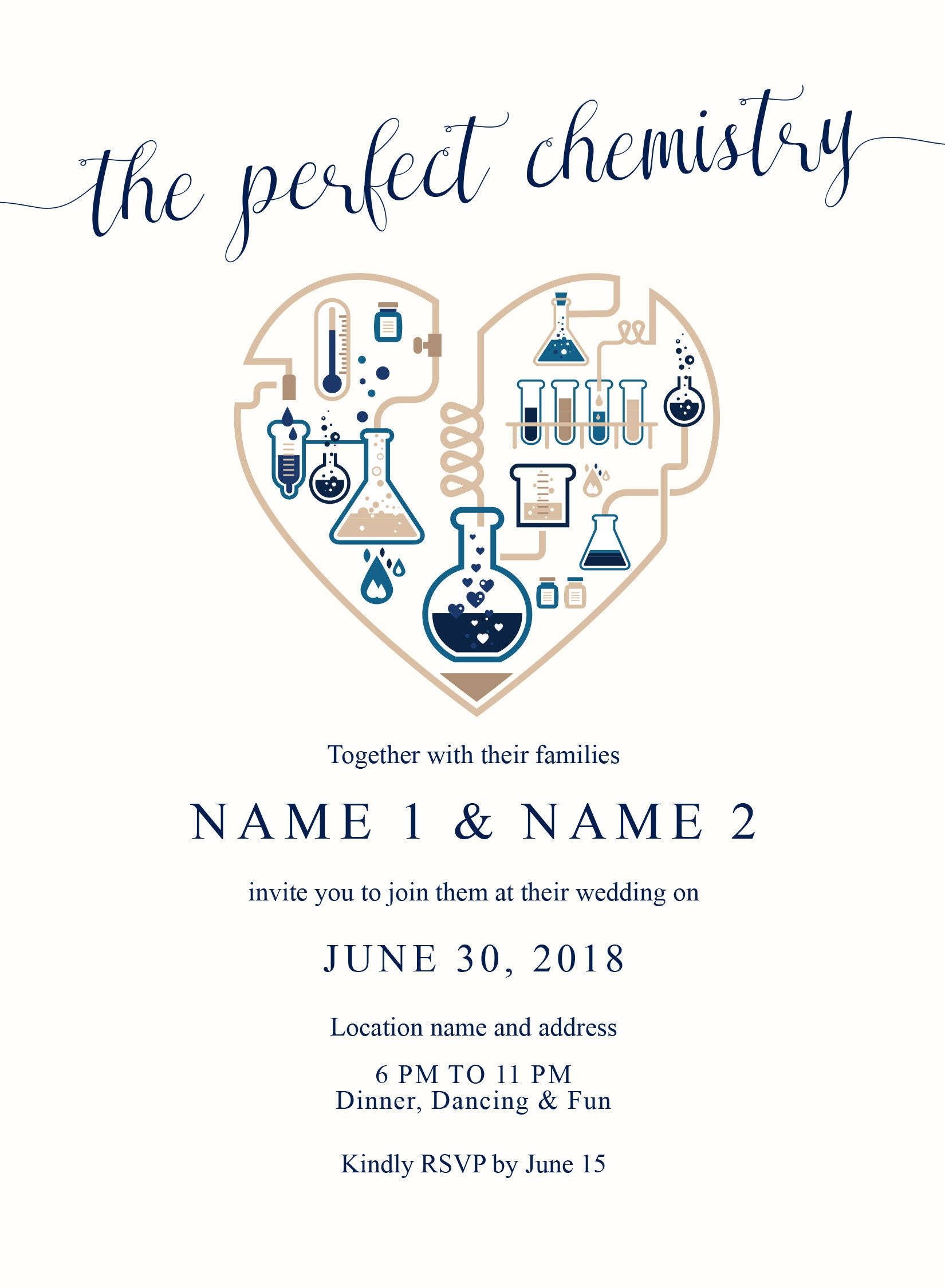 Science Wedding Invitation – Perfect Chemistry Heart Design ...