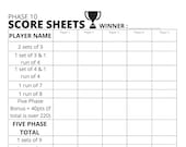 Phase 10 Scoreboard Score Sheet Printable PDF - Etsy