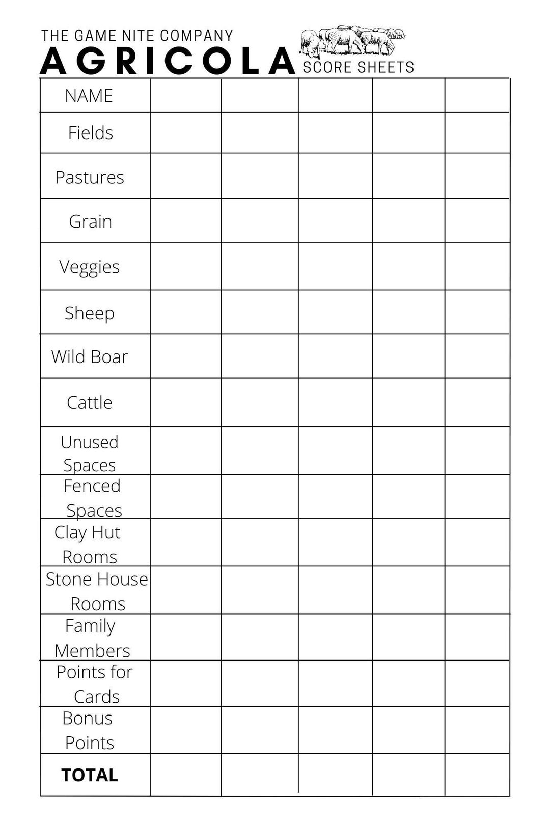 Agricola Score Card Print Ready File Agricola Scoresheet Agricola Score ...