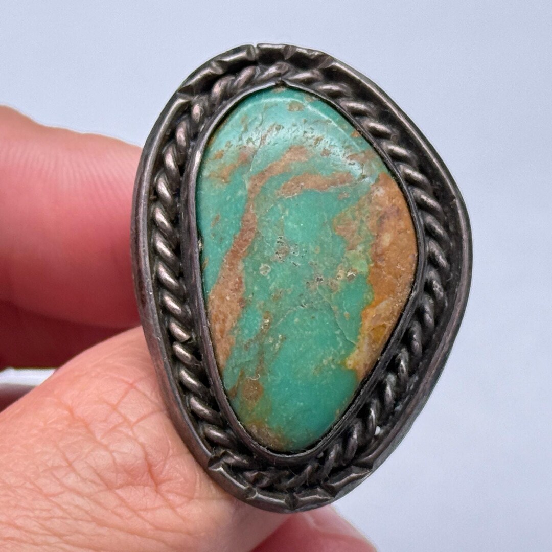 Vintage Navajo Native Turquoise Silver Ring Size 7.5 - Etsy