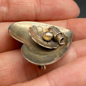 Vintage Georg Jensen USA Heart Shell Handwrought Sterling Silver Pin ...