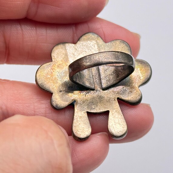 Vintage Zuni Native Sun Face Kachina Coral Inlay Silv… - Gem