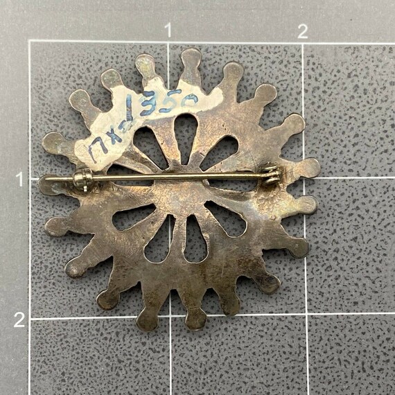 Vintage Navajo Native Turquoise Cluster Flower Silver… - Gem