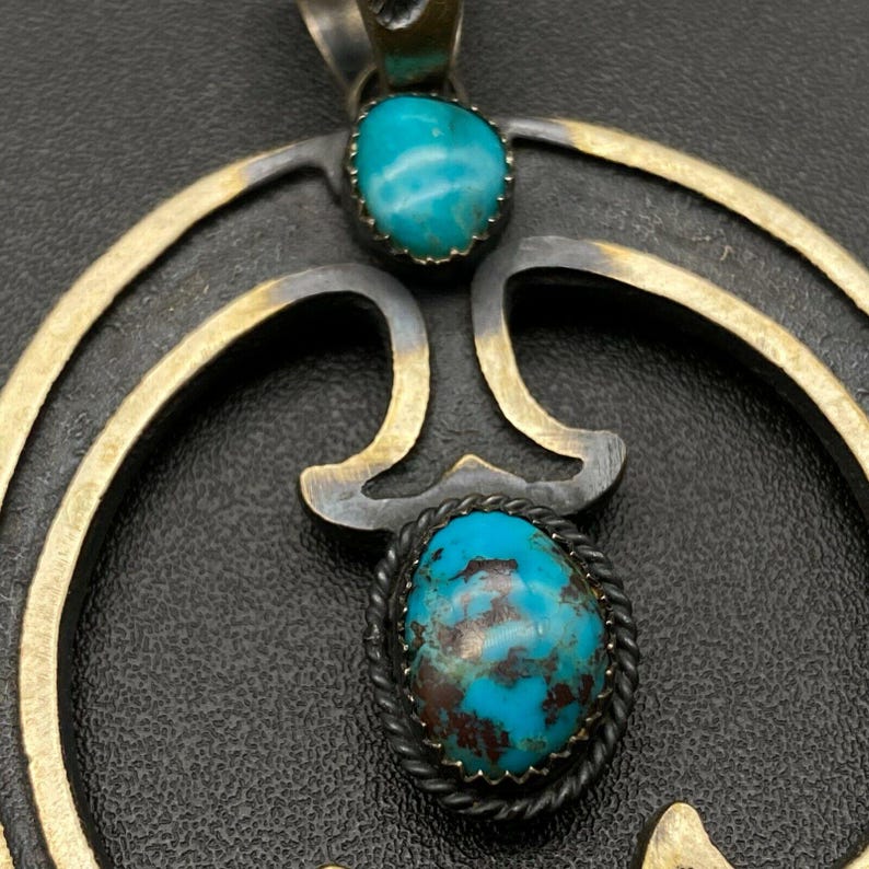Vintage Navajo Native Emma Bonney Turquoise Sterling Silver Pendant ...