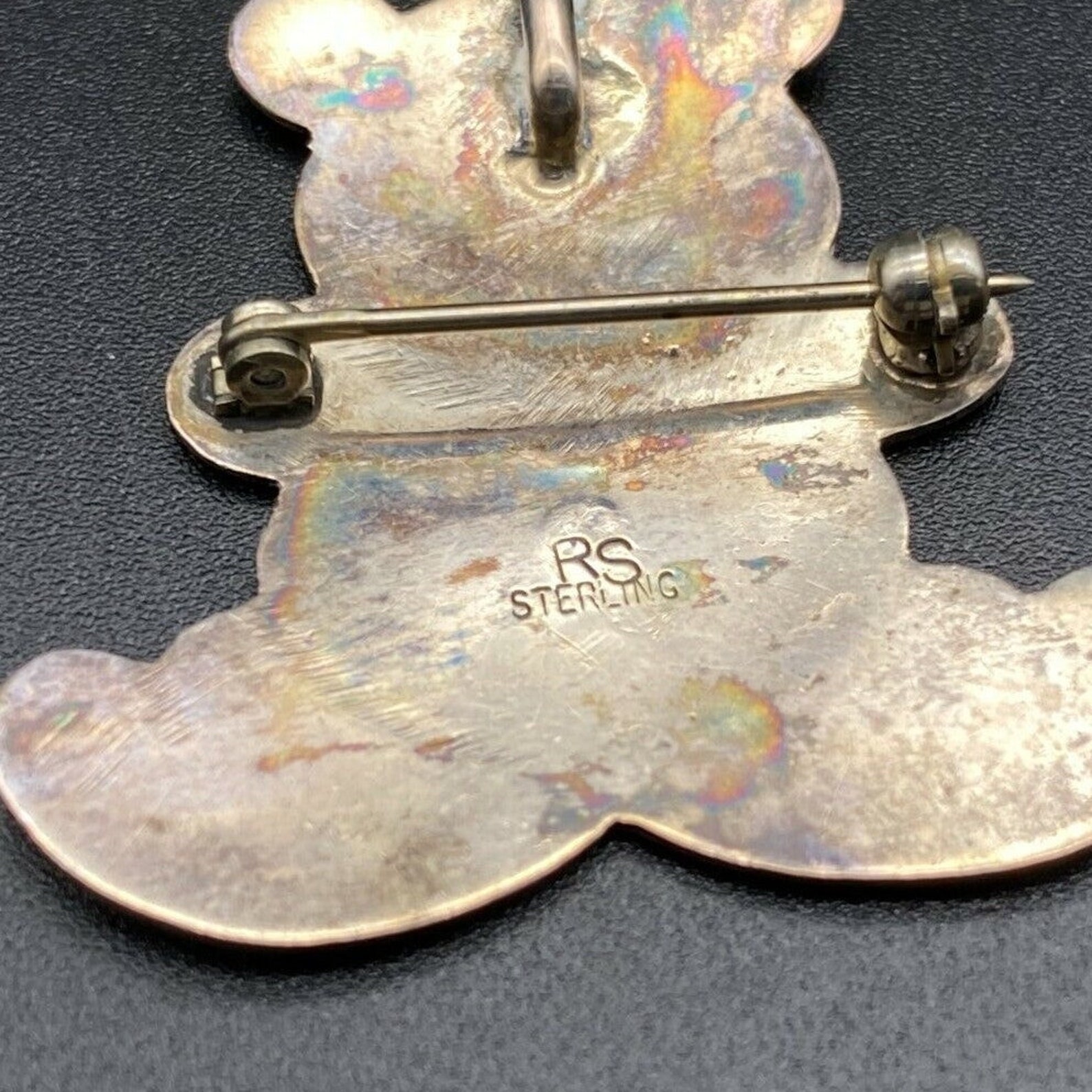 Vintage Navajo Roger Skeet Bear Hand Stamped Sterling Silver Pin Brooch ...