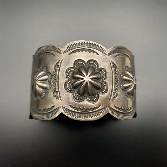 Wide Vintage Navajo Dean Sandoval Jr Hand Stampwork R… - Gem
