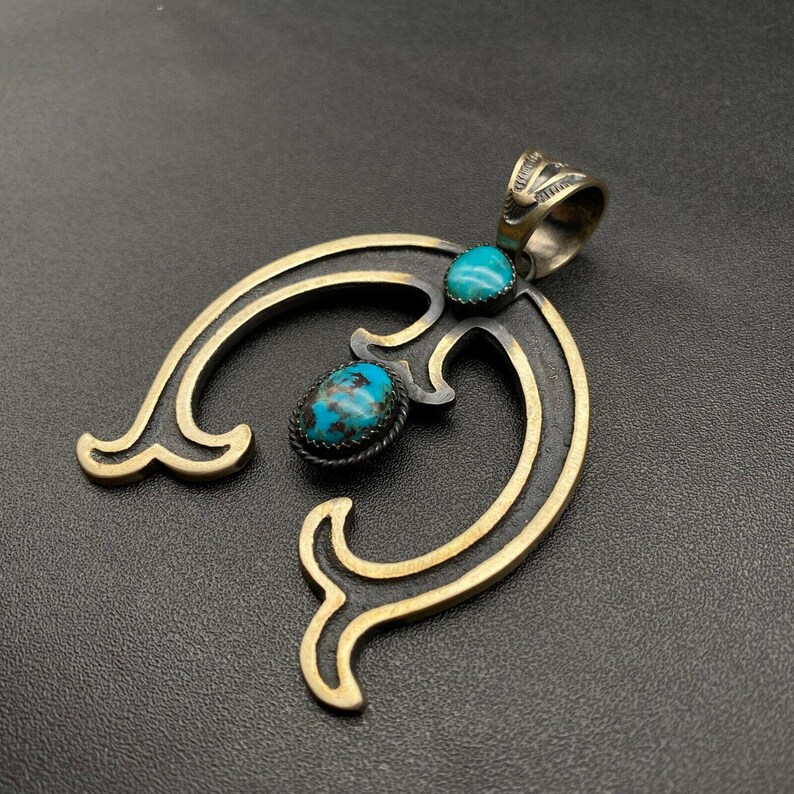 Vintage Navajo Native Emma Bonney Turquoise Sterling Silver Pendant ...