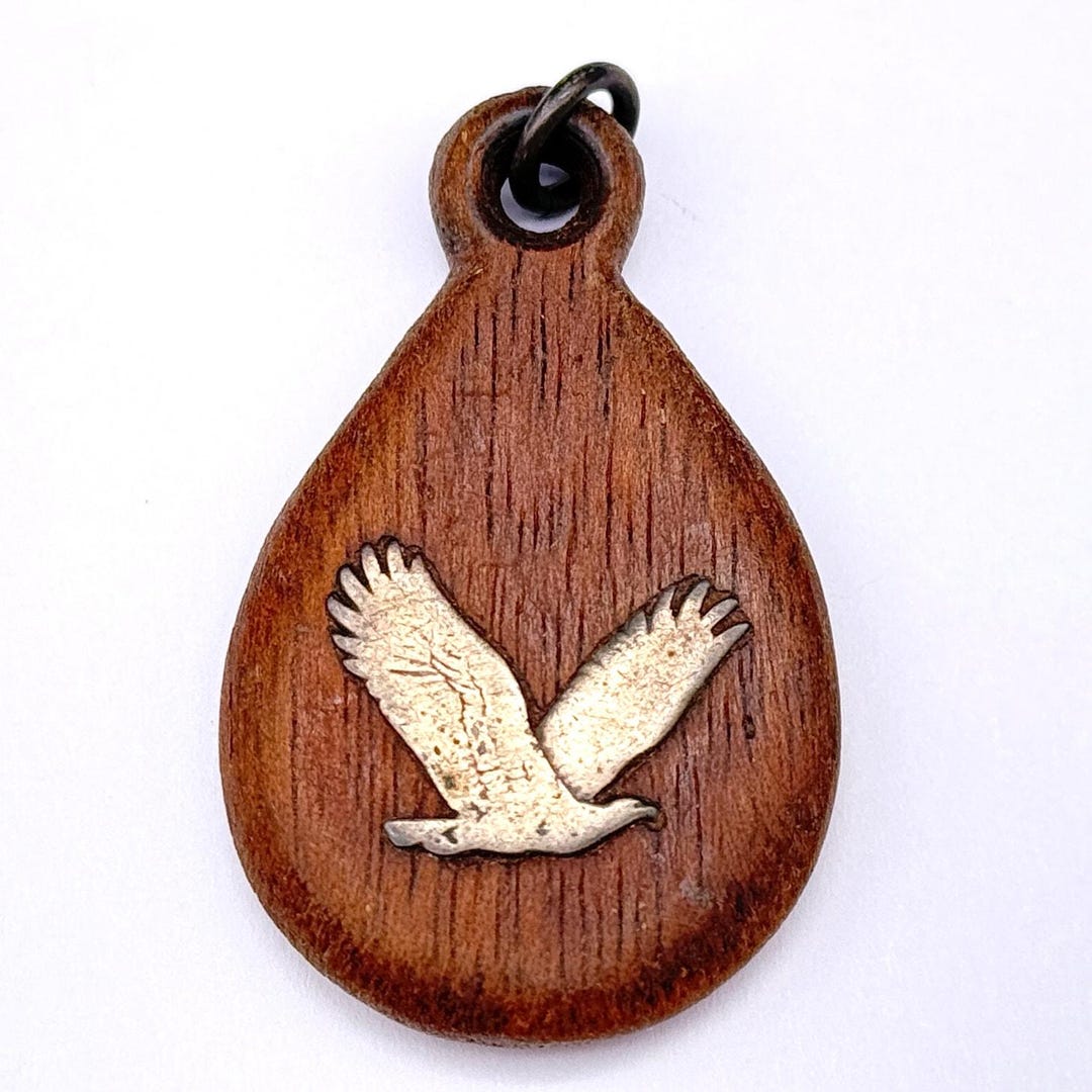 Vintage Southwestern Standing Liberty Quarter Eagle Inlay Wood Silver ...
