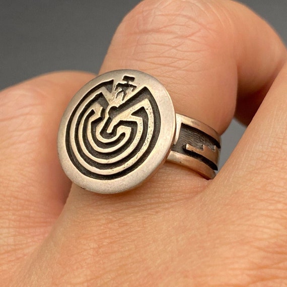 Vintage Hopi Mark Tawahongva Man in Maze Raincloud Si… - Gem