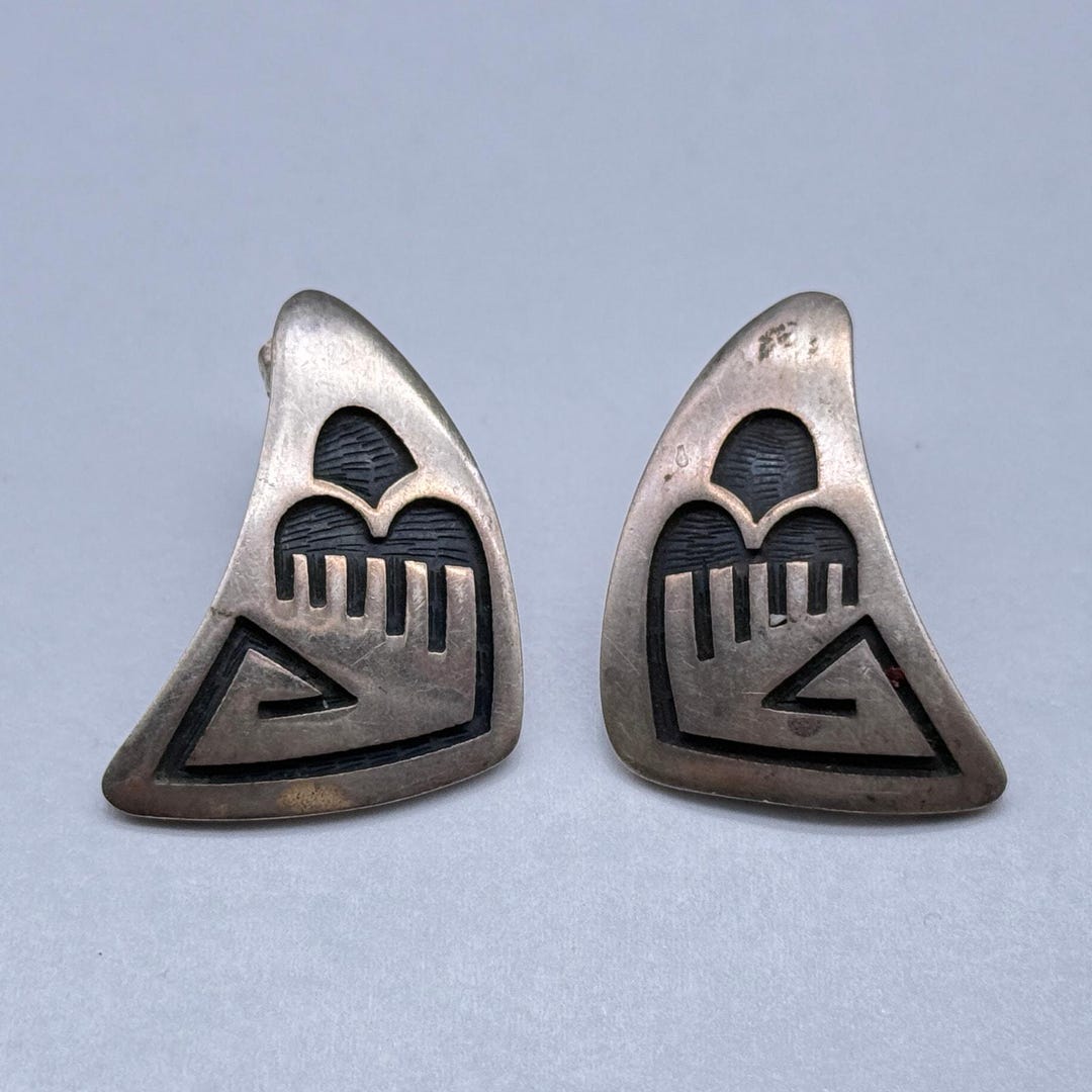 Vintage Hopi Namingha Raymie Native Raincloud Water Waves Silver ...