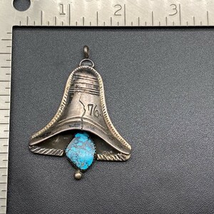 Vintage Navajo Native Liberty Bell 1776 Turquoise Silver Pendant - Etsy