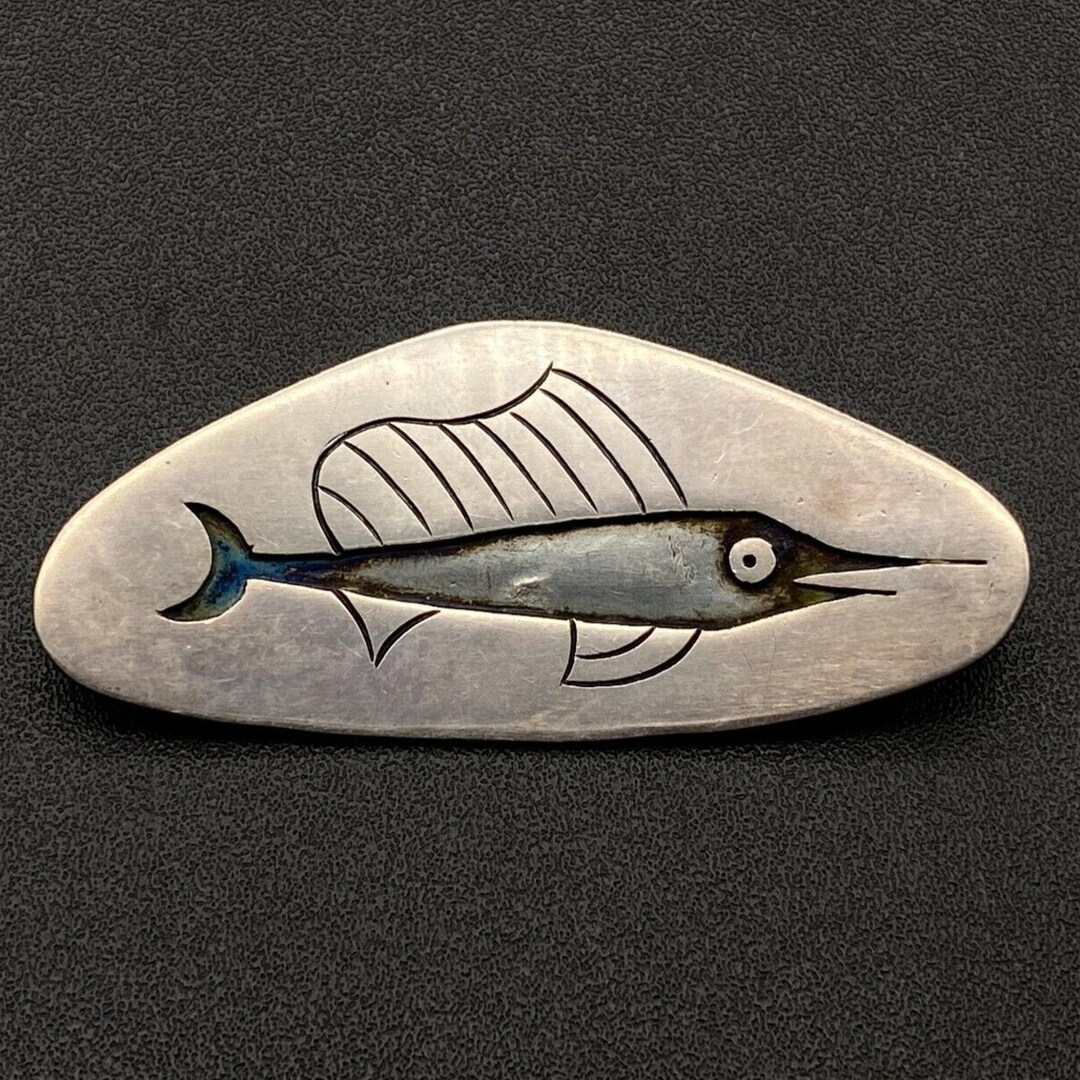Vintage Mexico Fish Sterling Silver Pin Brooch Pendant - Etsy