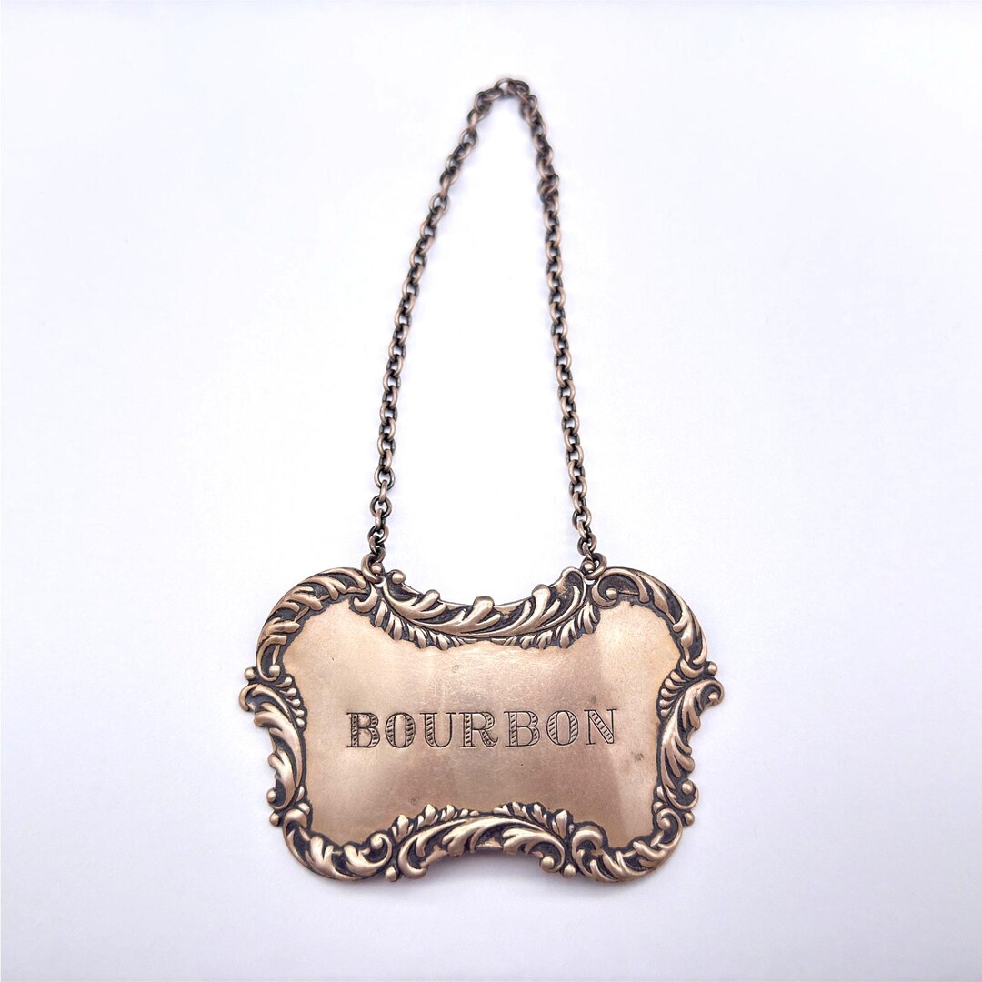 Vintage Bourbon Wine Bottle Label Tag Sterling Silver - Etsy