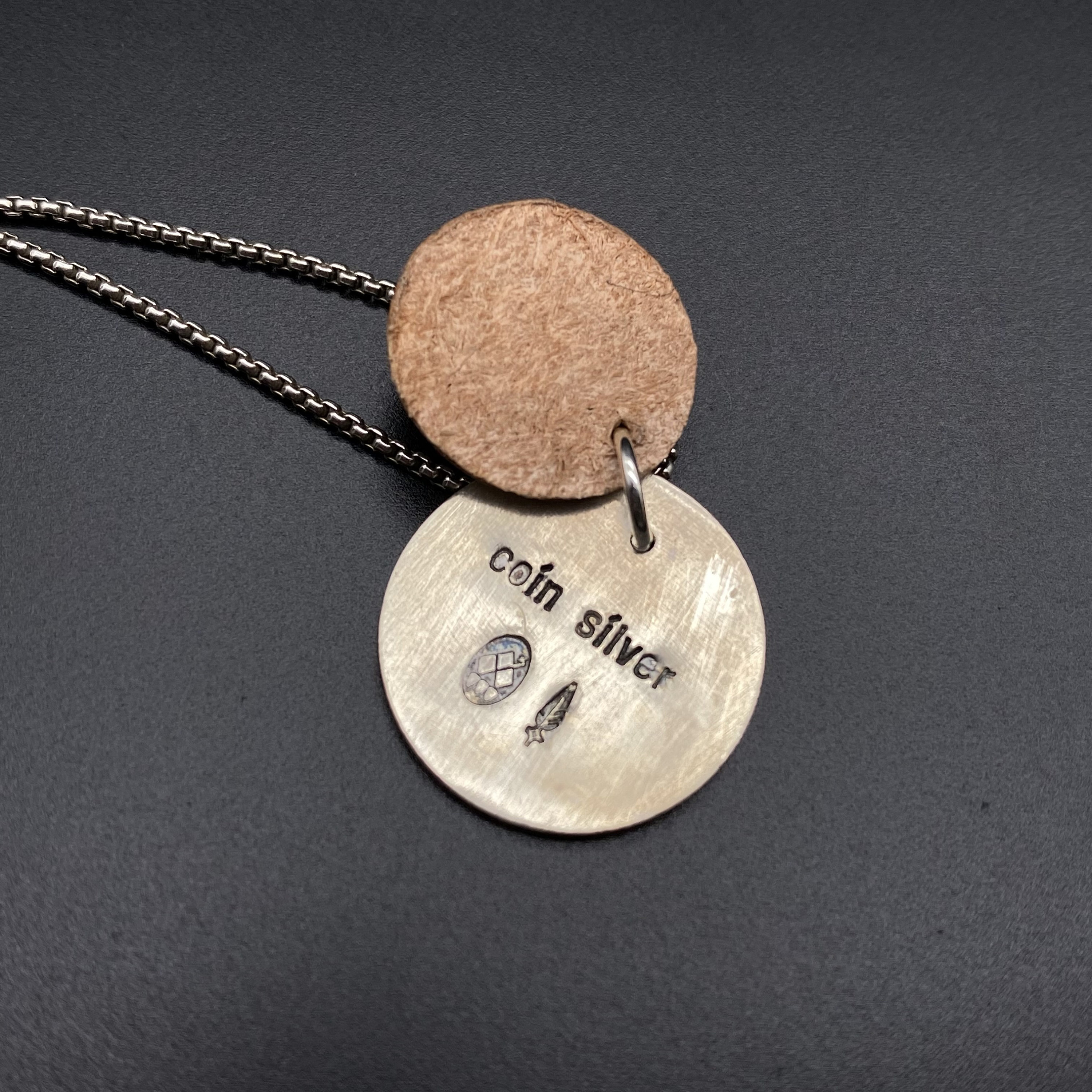 Native Style Hopi Maze Leather Coin Silver Pendant Necklace by ...