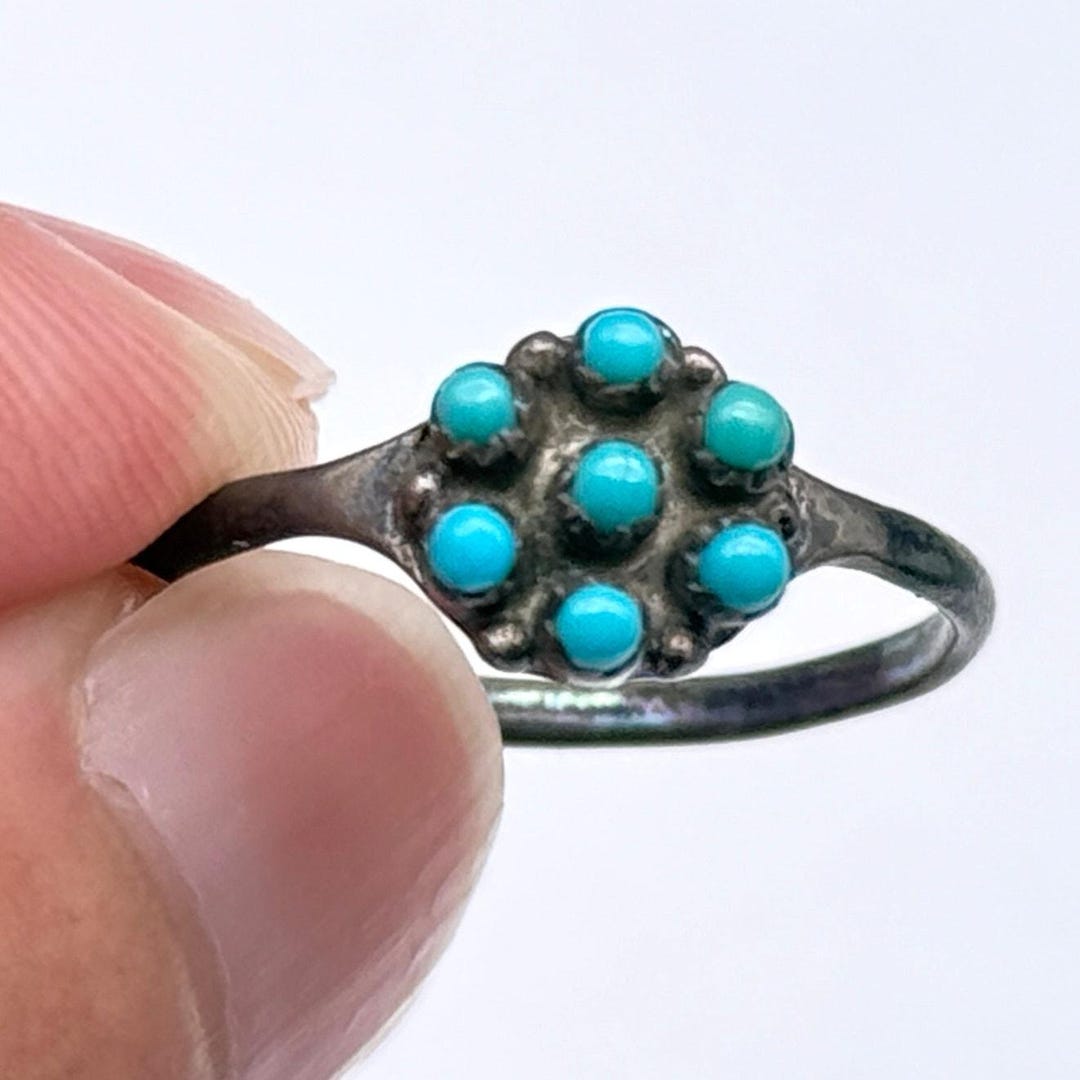 Petite Vintage Zuni Native Snake Eye Turquoise Silver Ring Size 6 - Etsy