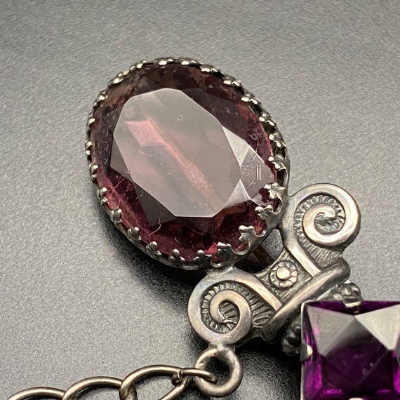 Vintage Sword Sheath Purple Rhinestone Glass Sterling… - Gem