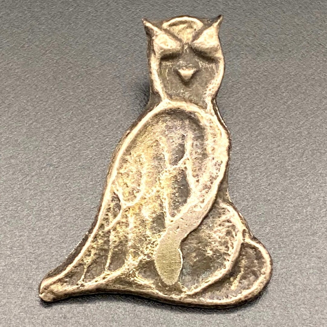 Vintage Navajo Native Marcus Chavez Owl Bird Sandcast Sterling Silver ...