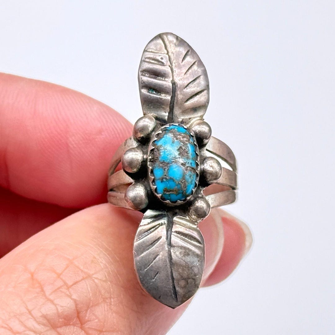 Vintage Atkinson Trading Navajo Native Turquoise Silver Ring Size 5 - Etsy