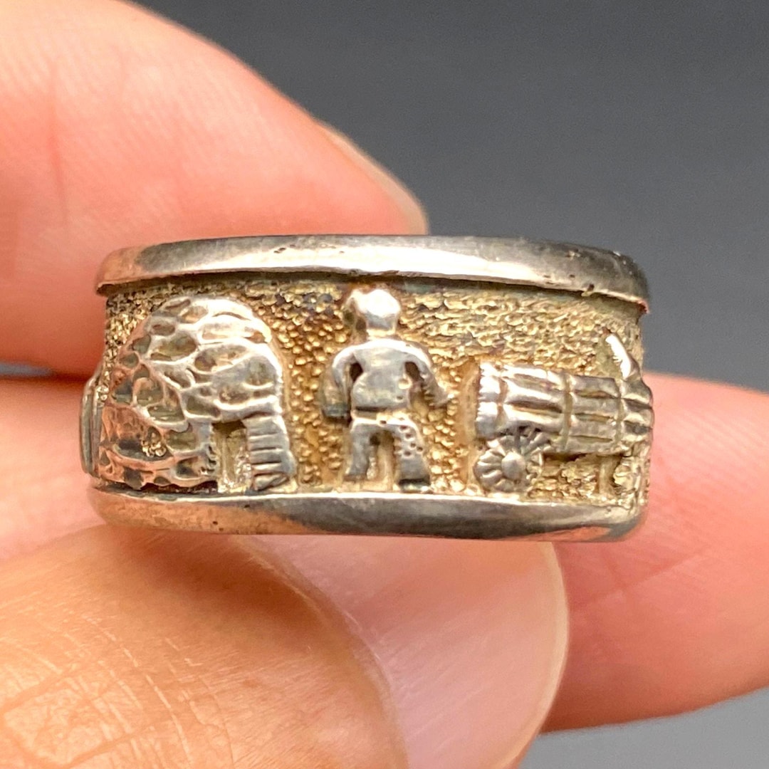 Vintage Navajo Eugene Hale Native Storyteller Sterling Silver Ring Size ...