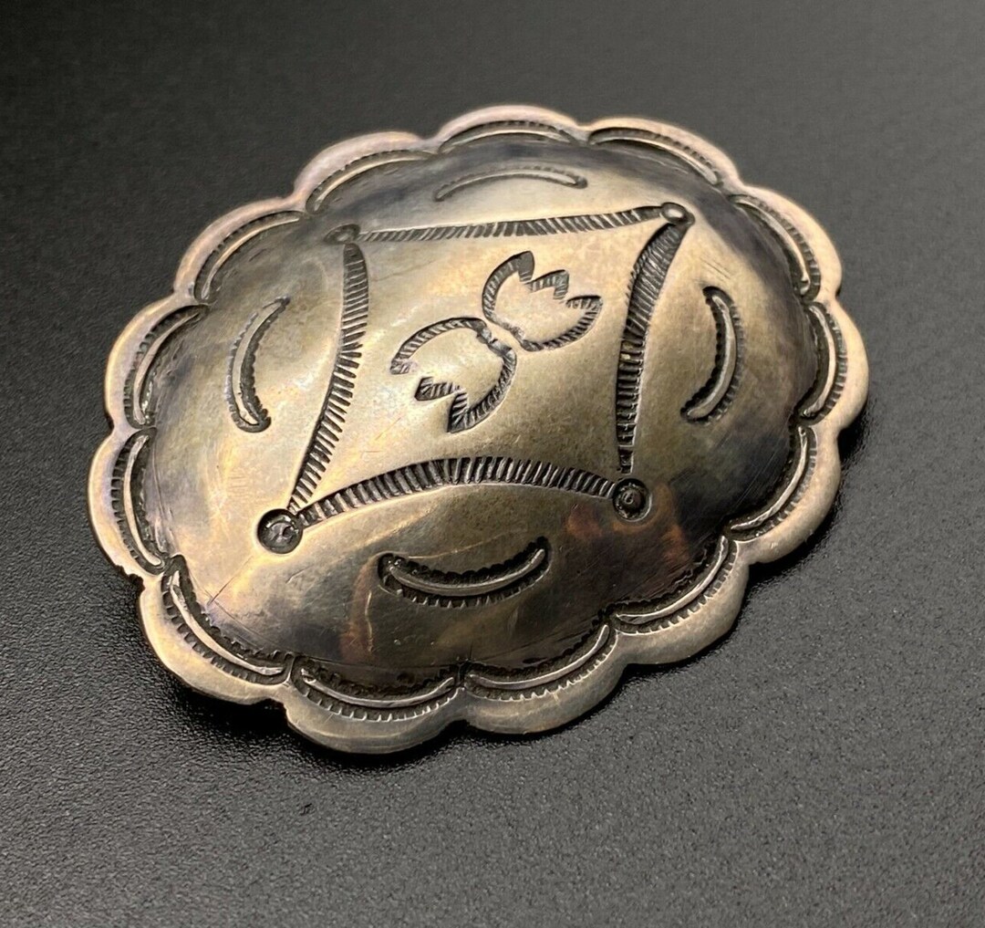 Vintage Navajo Native Concho Hand Stamped Silver Brooch Pin - Etsy