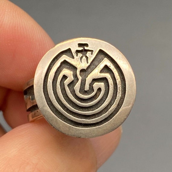 Vintage Hopi Mark Tawahongva Man in Maze Raincloud Si… - Gem