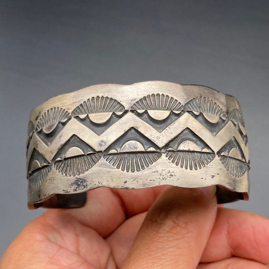 Vintage Navajo Darin Bill Native Stamp Work Sterling Silver Bracelet Cuff 7-3/8 - Etsy