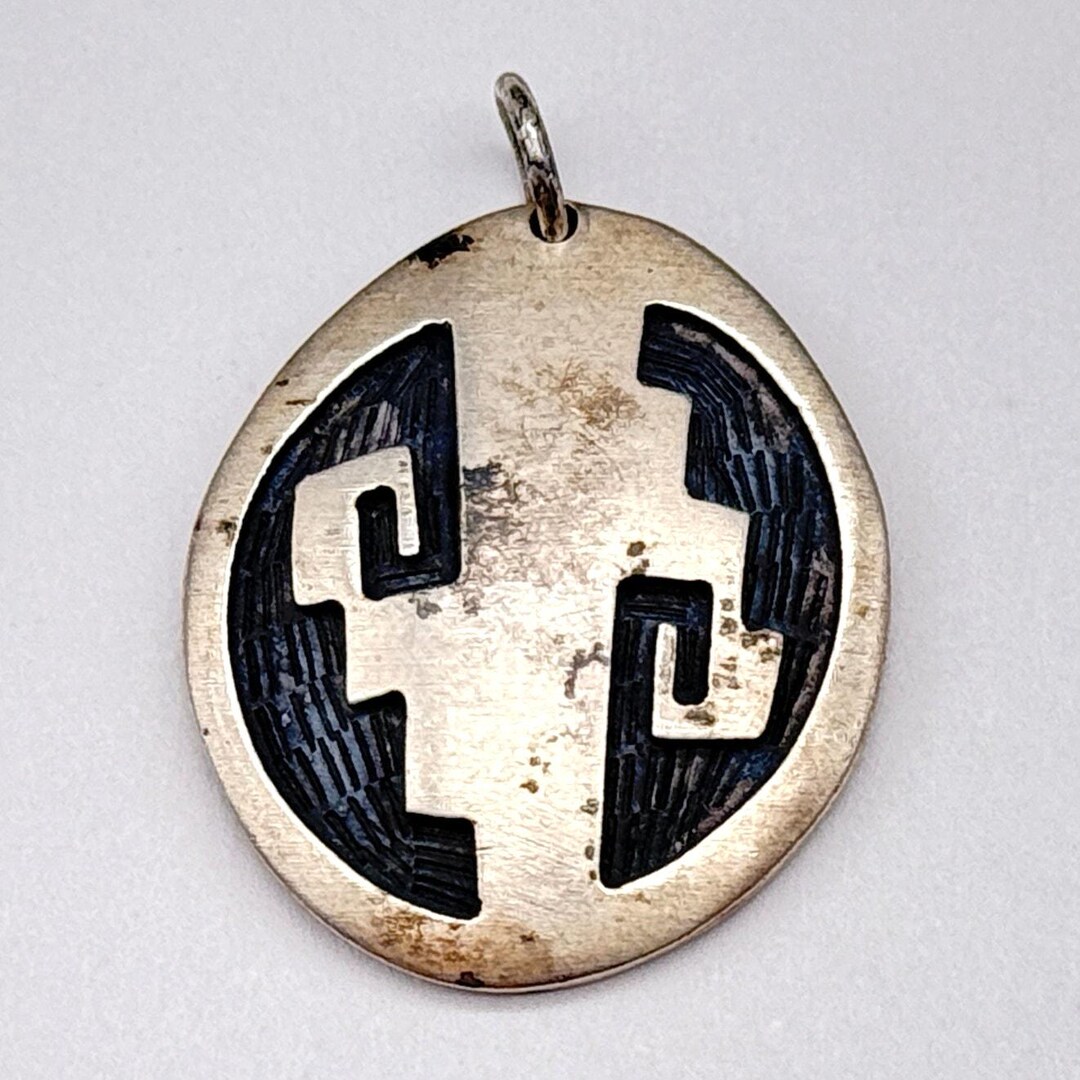 Petite Vintage Hopi Native Mitchell Sockyma Rain Cloud Silver Pendant ...