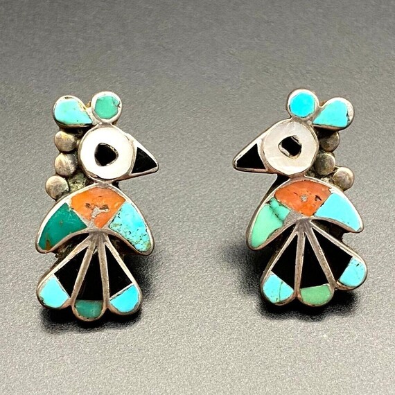 Vintage Zuni Native Thunderbird Turquoise Sterling Si… - Gem