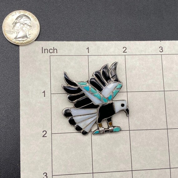 Vintage Zuni Native Eagle Turquoise MOP Inlay Silver … - Gem