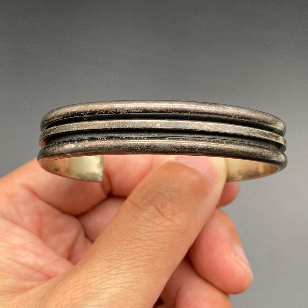 Vintage Navajo Native Tom Hawk Sterling Silver Bracelet Cuff Small 6-1/ ...