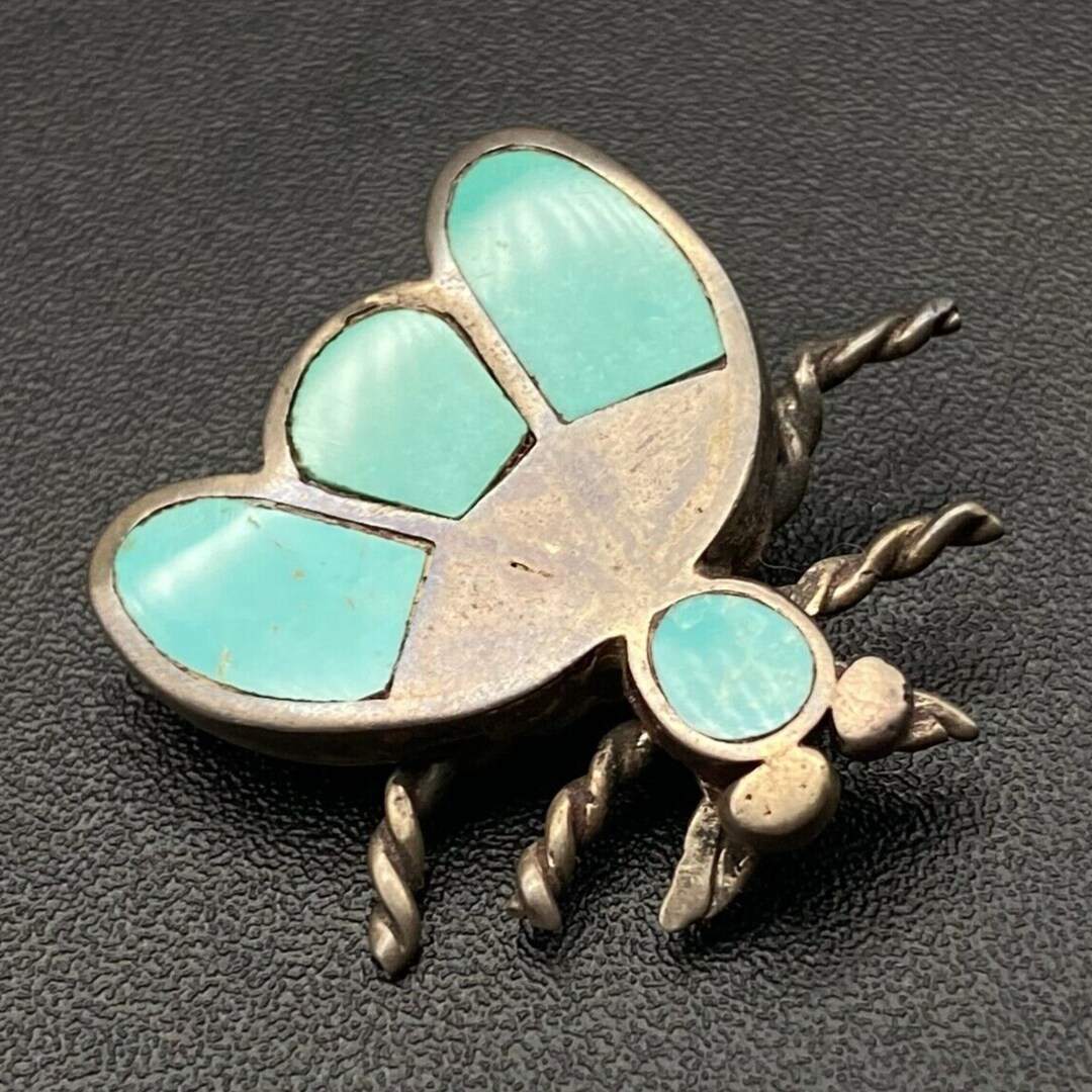 Vintage Navajo Native Turquoise Bug Silver Pin Brooch - Etsy