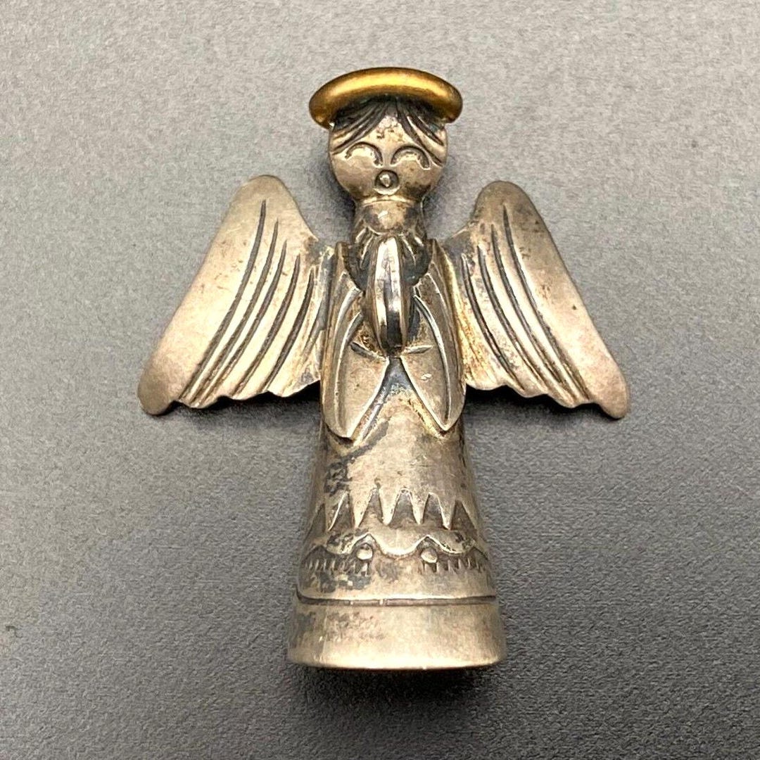 Petite Vintage Cecil Perry Navajo Native Angel Halo Sterling Silver Pin ...