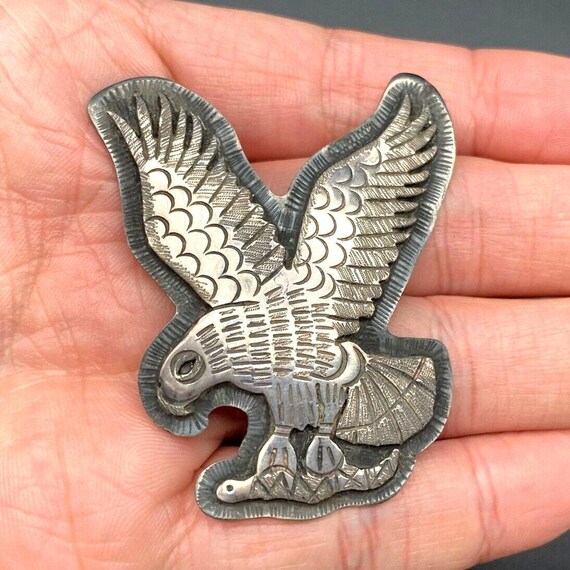 Vintage Hopi Native Honanie Eagle Sterling Silver Pin… - Gem
