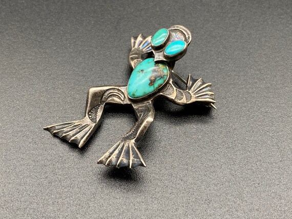 Vintage Navajo Indian Turquoise Frog Sterling Silver … - Gem