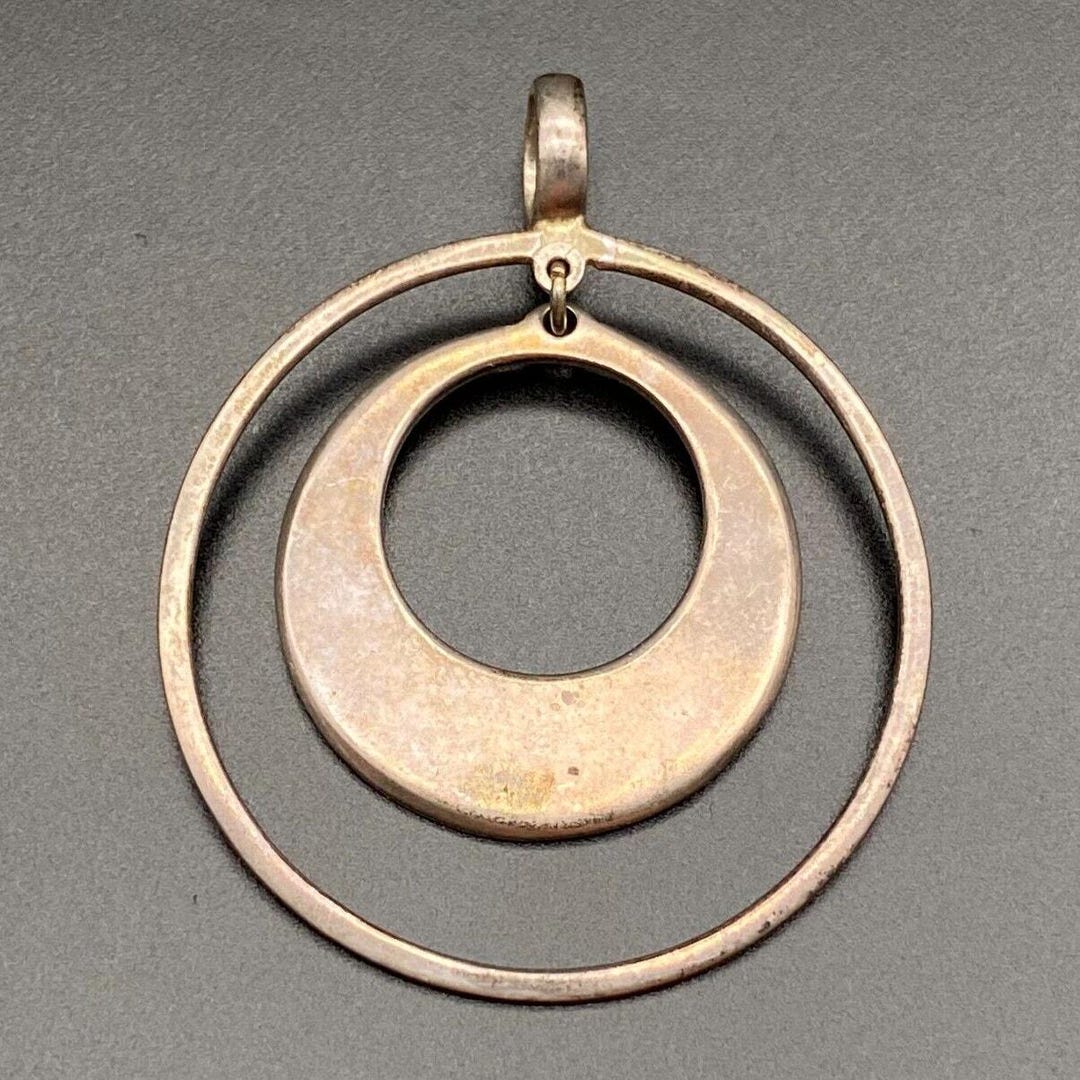 Vintage Round Dangle Disc Sterling Silver Pendant - Etsy