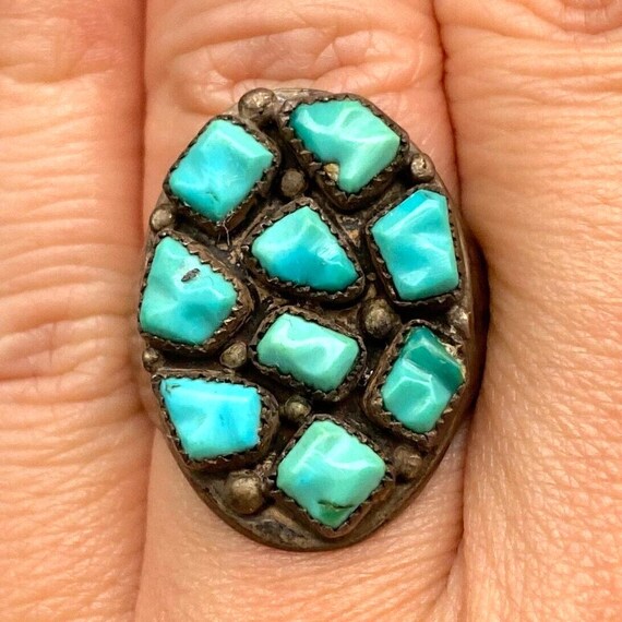 Vintage Zuni Native George Lupeta Leekity Turquoise S… - Gem