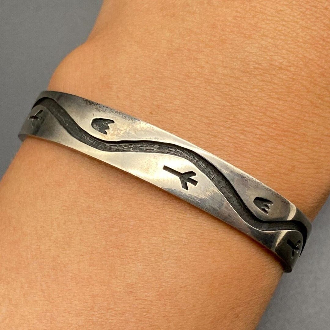 Vintage Hopi Animal Tracks Native Silver Bracelet Cuff Small 6-1/4" - Etsy