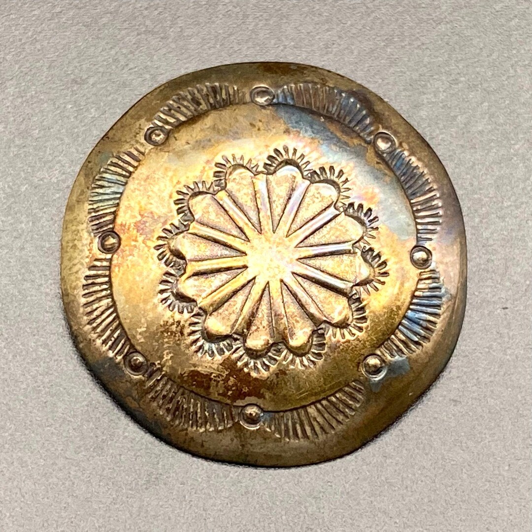 Vintage Navajo Native Hand Stampwork Silver Button 1-1/8" Type MP 002 ...