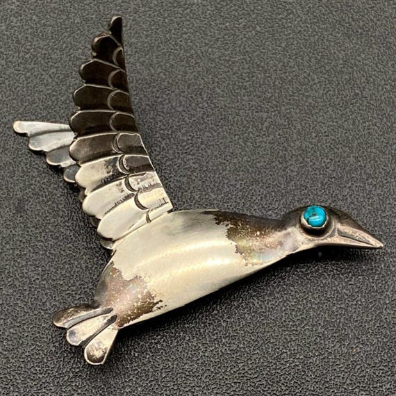 Vintage Navajo Native Turquoise Flying Bird Sterling … - Gem