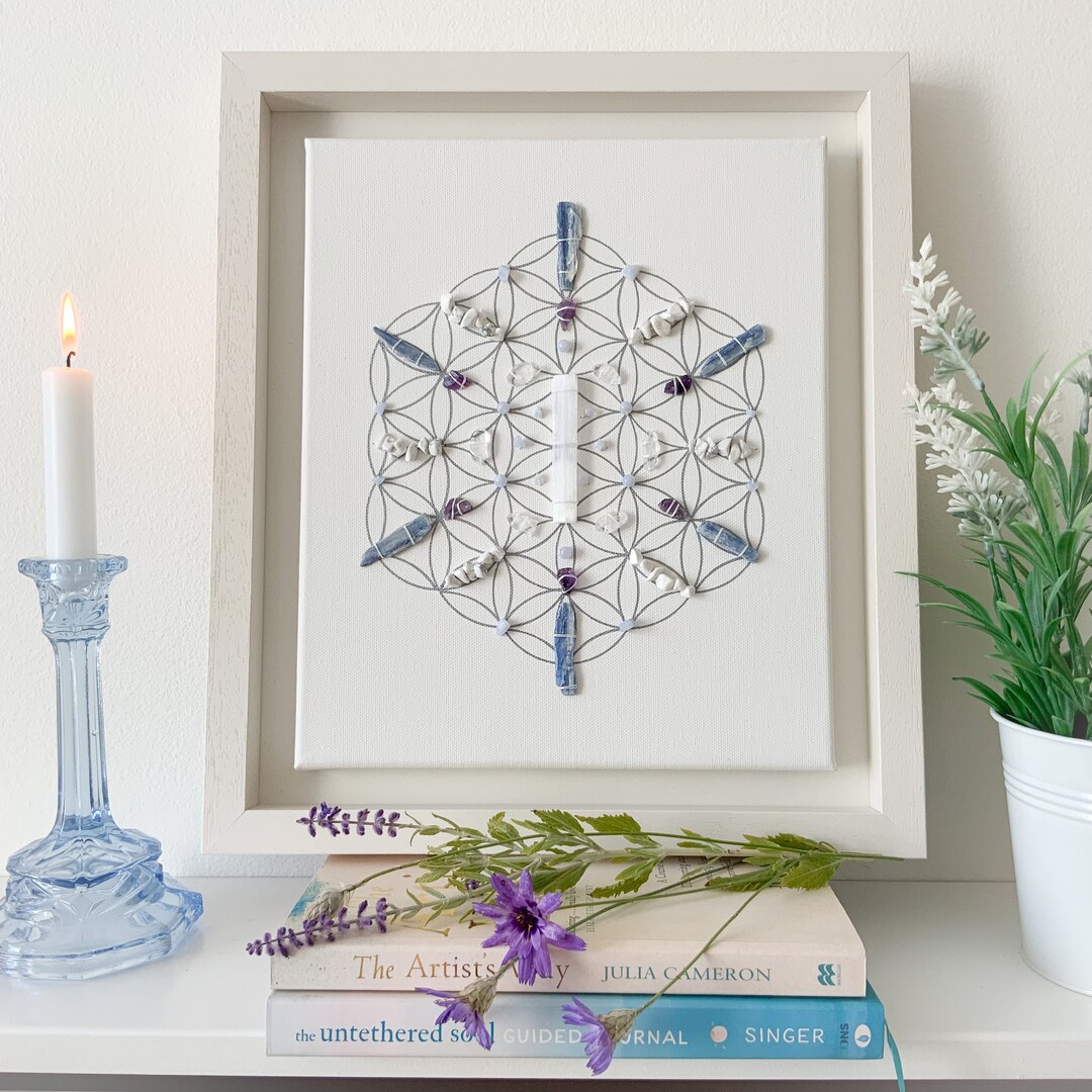 Crystal Wall Hanging Pale Blue, Relaxing Wall Art, Soothing Tranquil ...