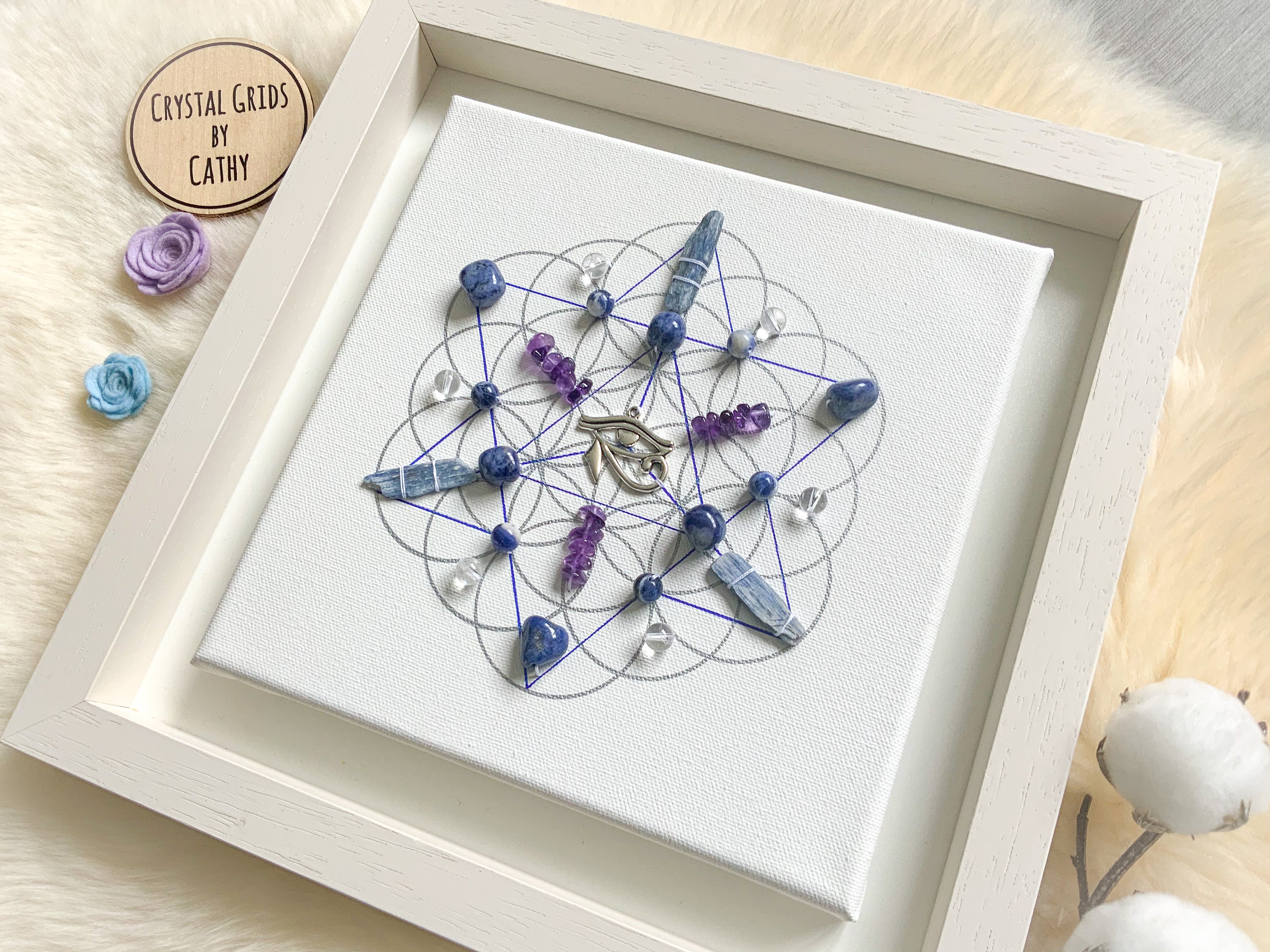 Framed Crystal Grid Eye of Horus All Seeing Eye Merkaba | Etsy