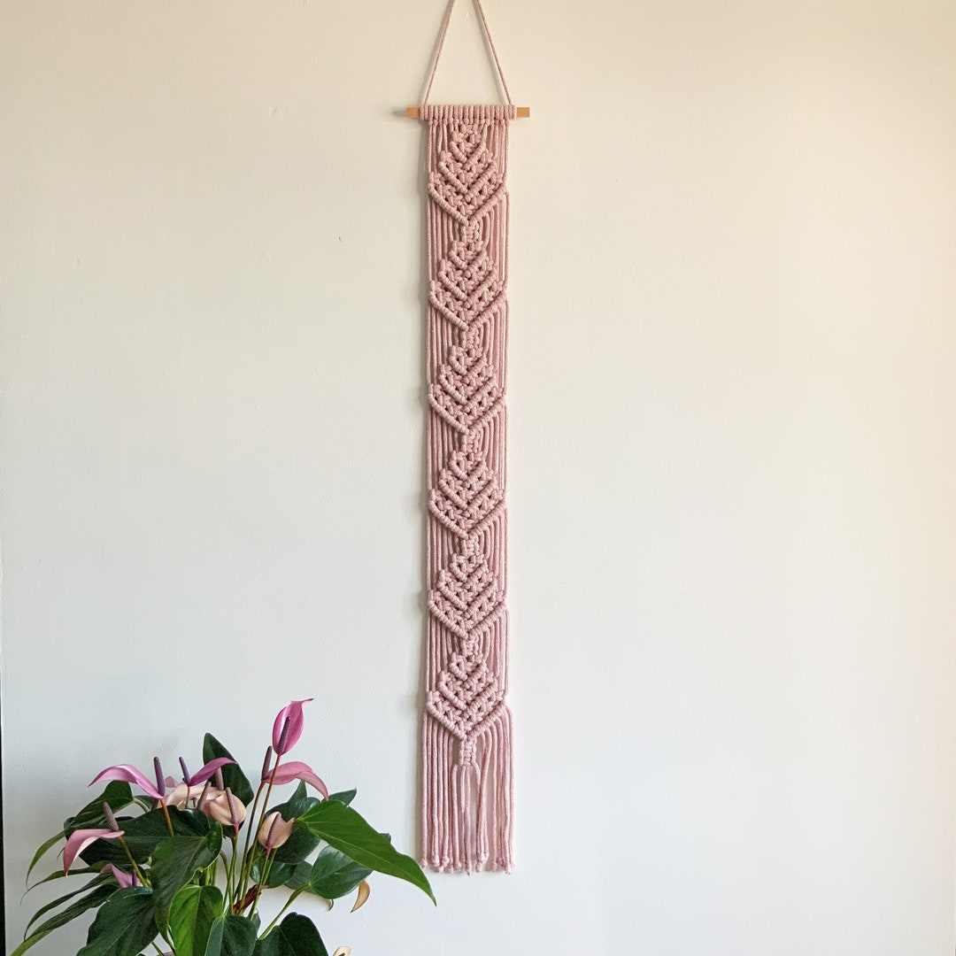 Woodland Nursery, Light Pink Forest Tapestry, Long Narrow Wall Art ...