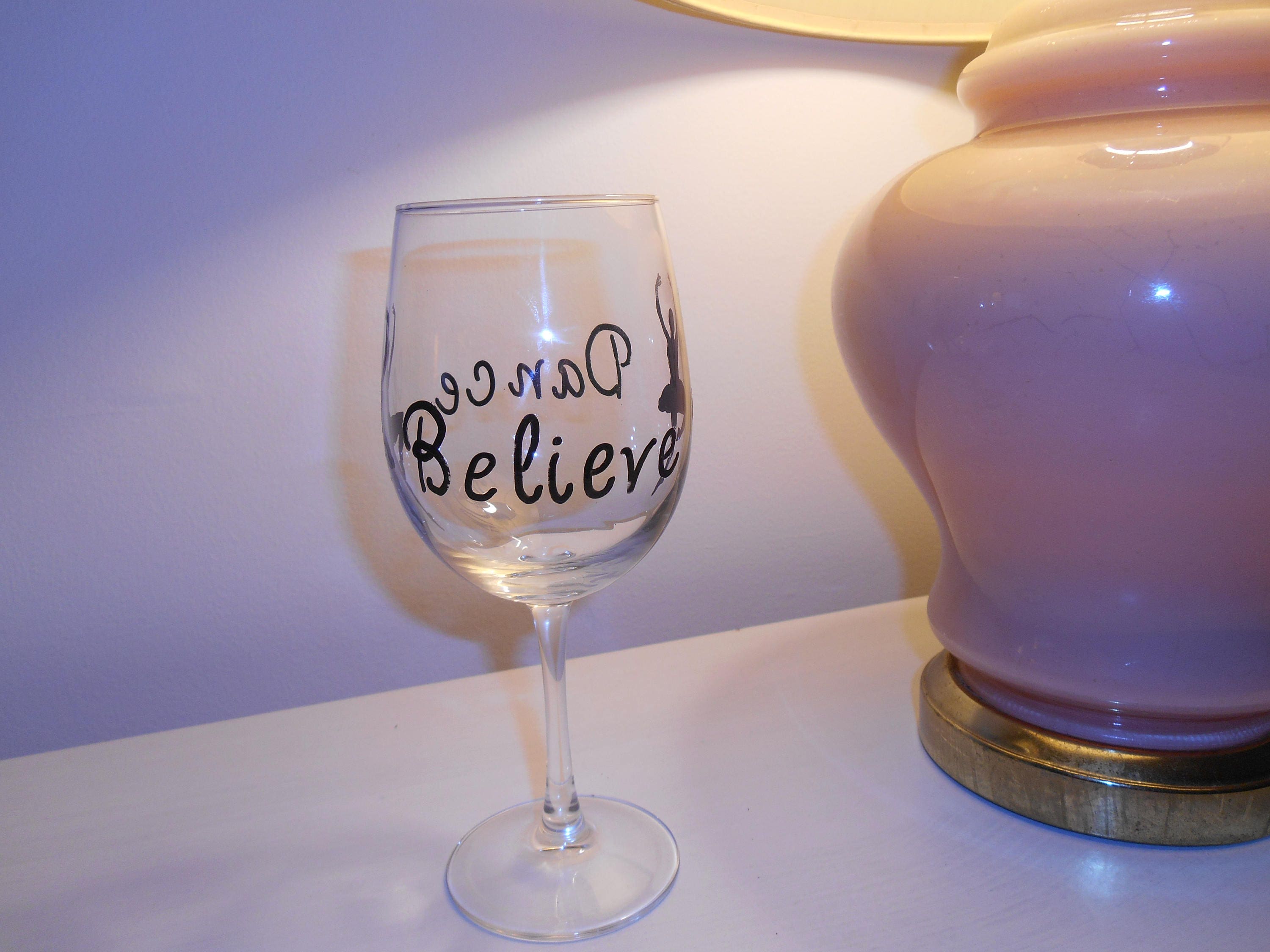 Ballet Dancer Wine Glass, Hand Painted, 12 Oz Wine Glass, Dream ...