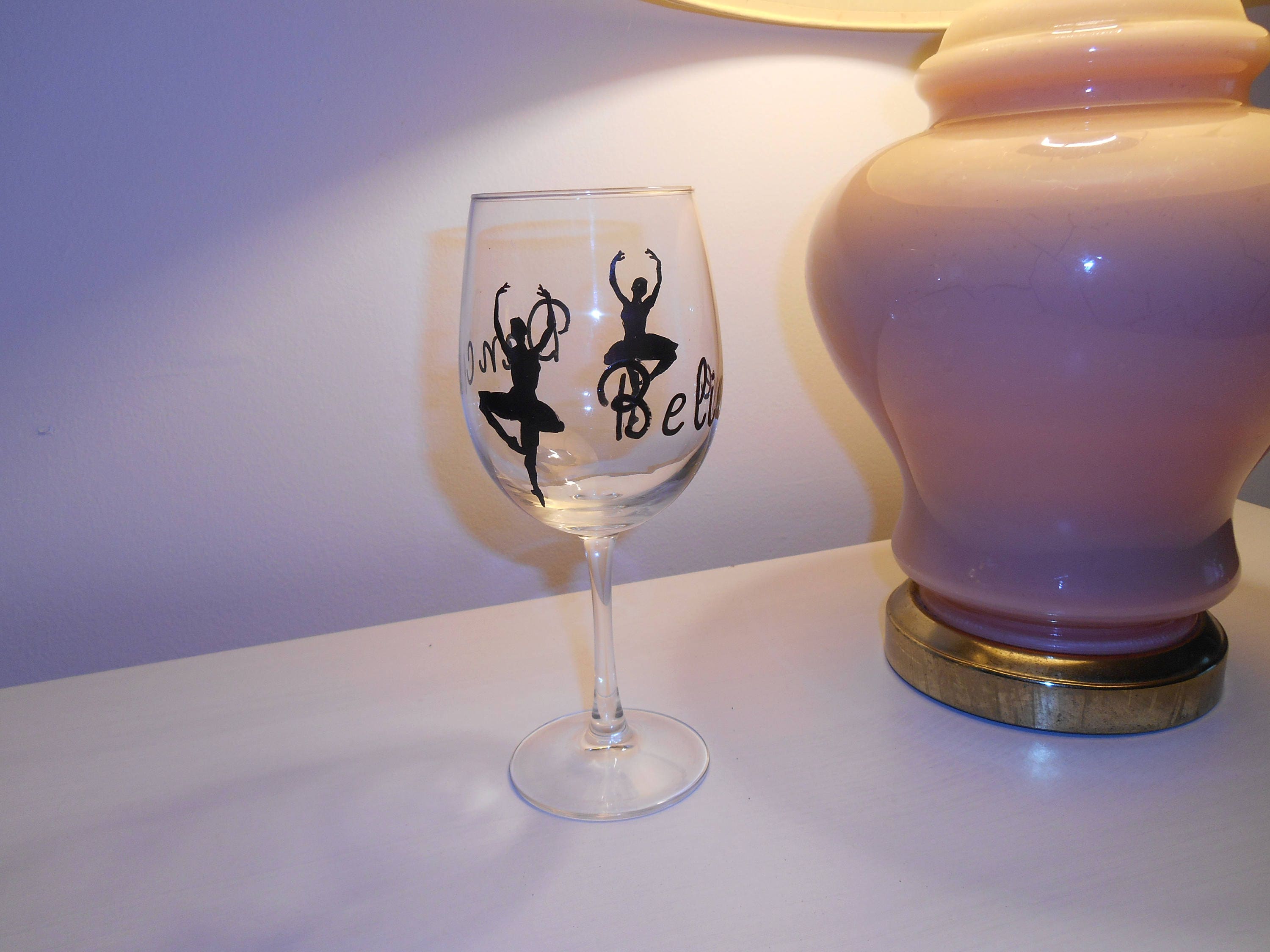 Ballet Dancer Wine Glass, Hand Painted, 12 Oz Wine Glass, Dream ...