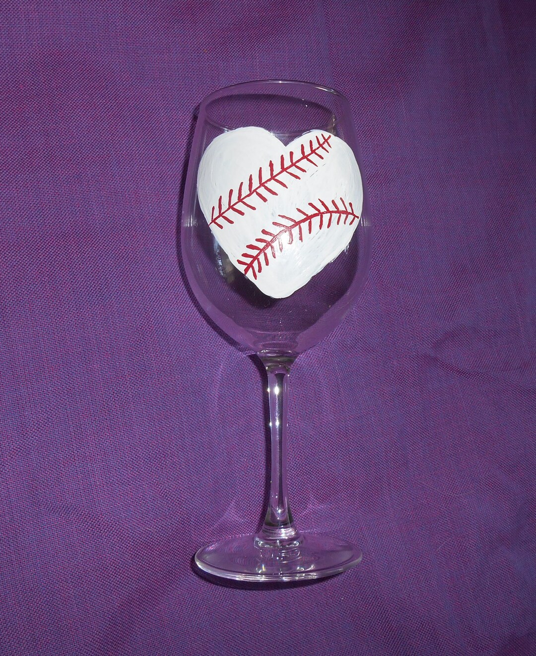 Love of Baseball Wine Glass, Hand Painted, 12 Oz Wine Glass, Baseball ...