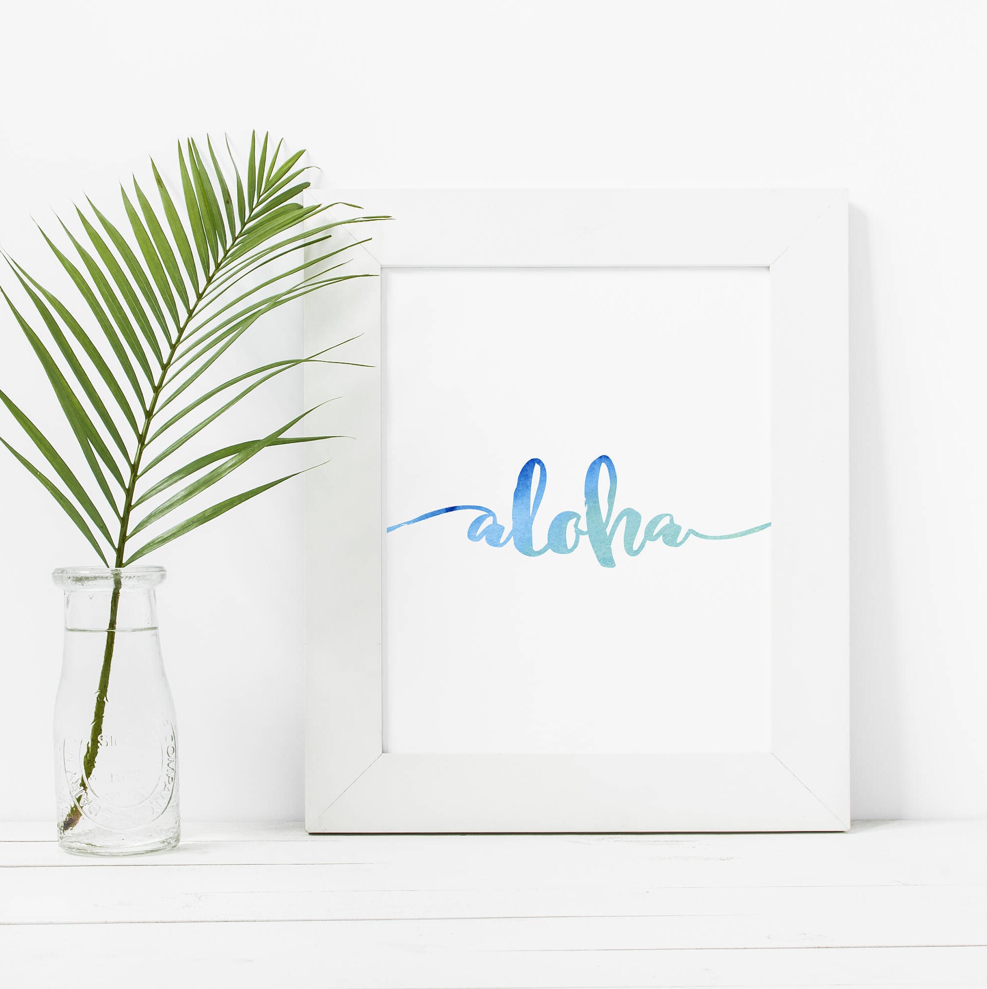 Aloha Printable Aloha Watercolor Blue Watercolor Print | Etsy