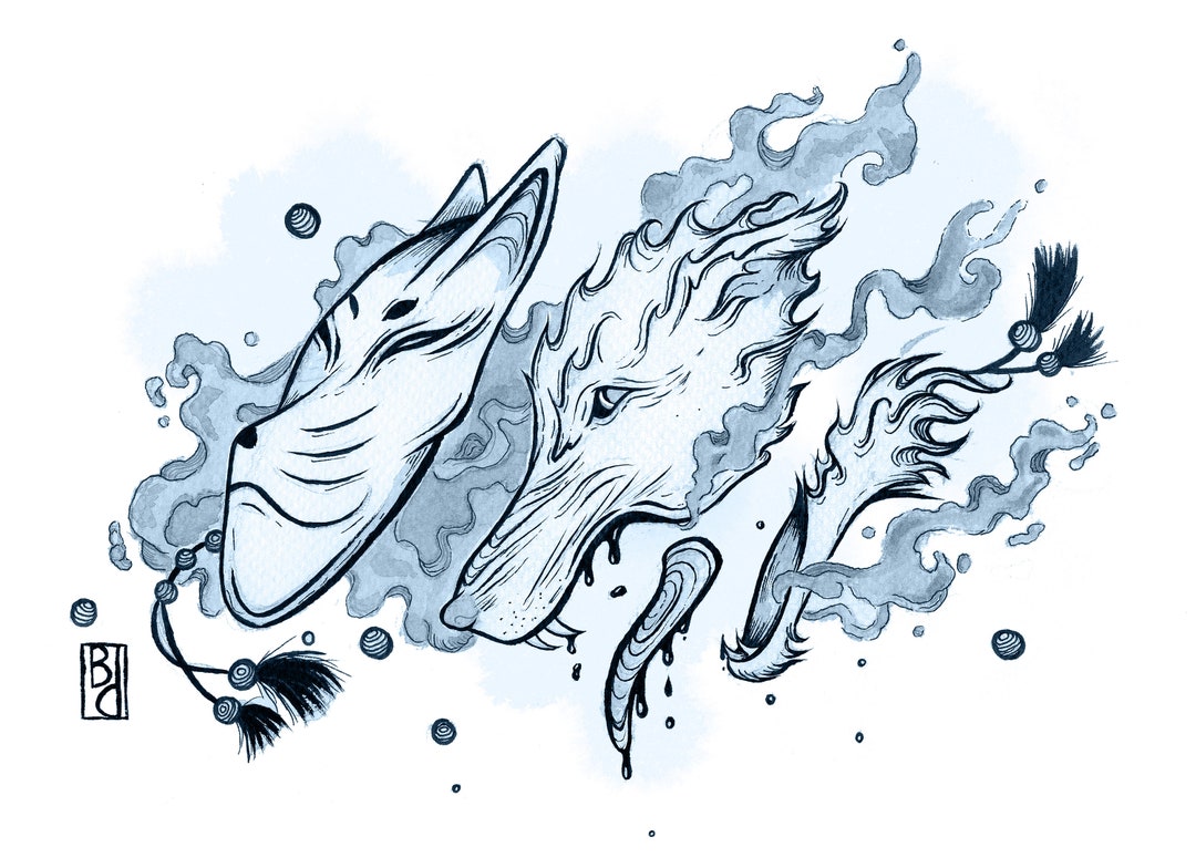 Kitsune Print - Etsy