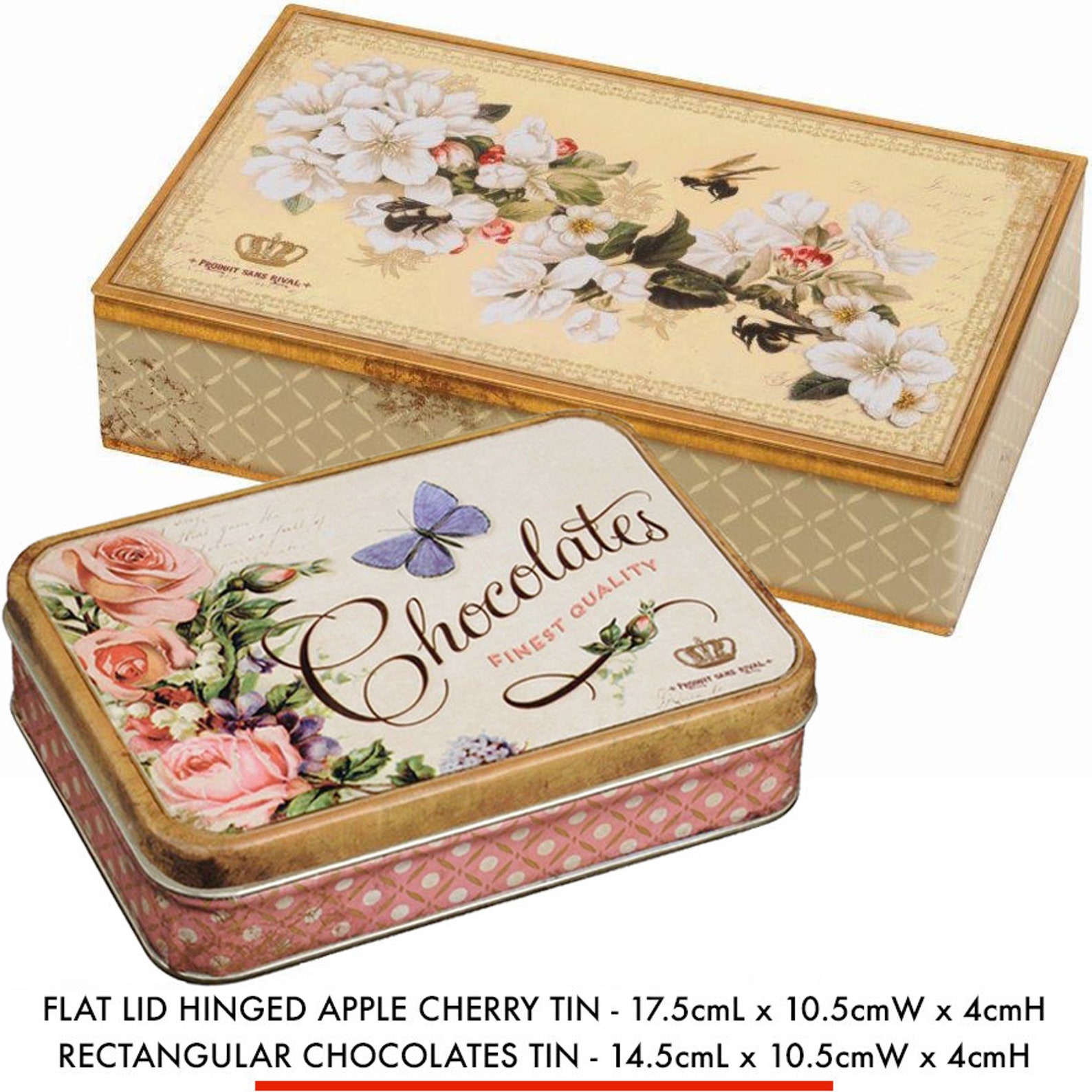 NOSTALGIA TIN BOX Elite Metal Box Retro Victorian Vintage Accessory ...