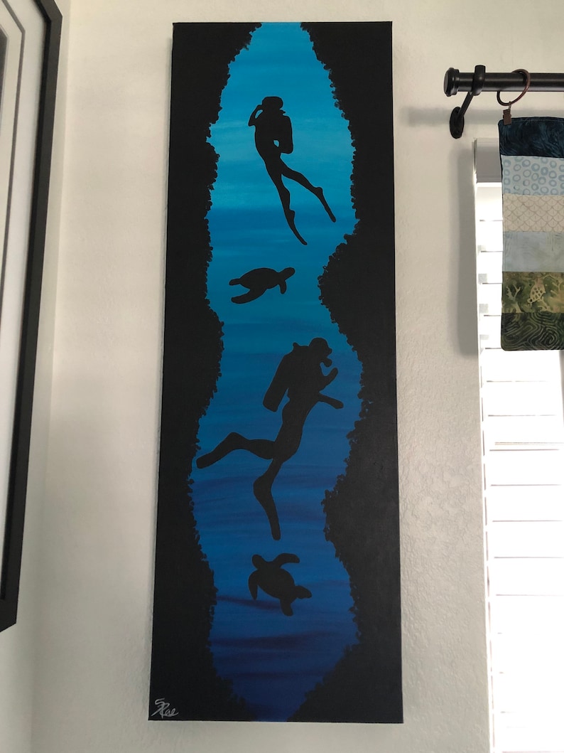 Original Scuba Diver Paintingscuba Divescuba Artdiving Artscuba ...